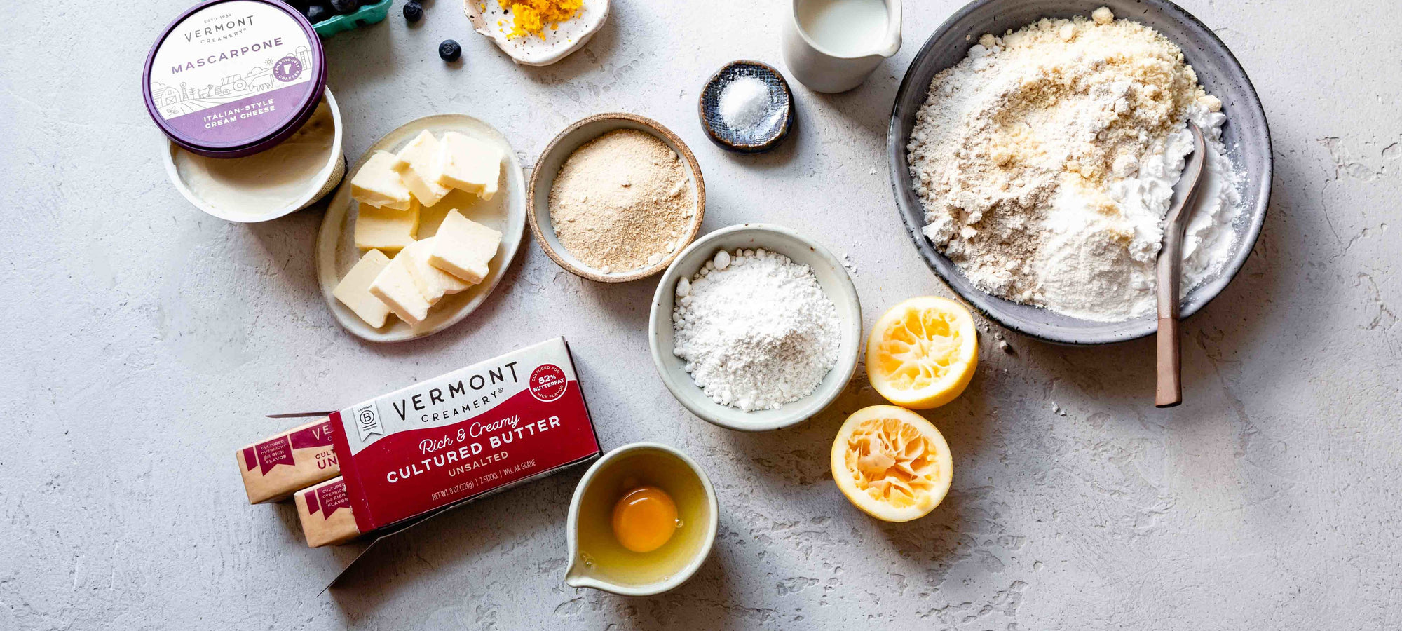 Lemon Blueberry Swirl Biscuits with Mascarpone Icing | Vermont Creamery