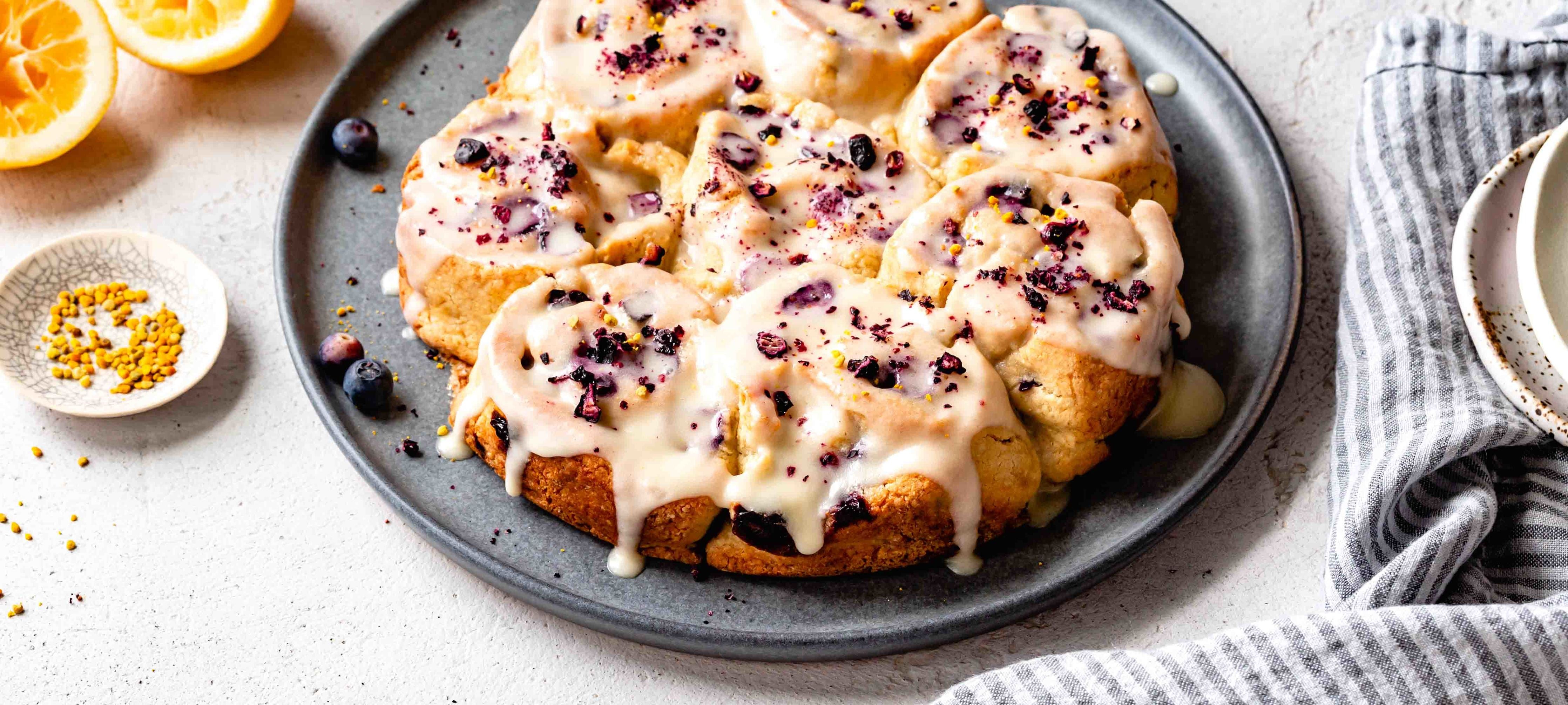 Lemon Blueberry Swirl Biscuits with Mascarpone Icing | Vermont Creamery