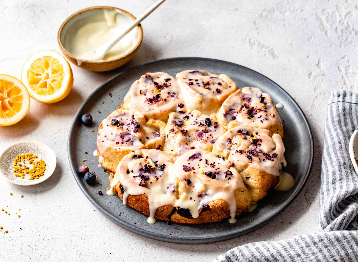 Lemon Blueberry Swirl Biscuits with Mascarpone Icing | Vermont Creamery